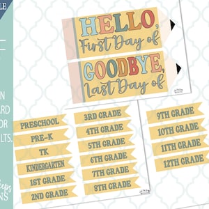 Printable First Day of School Pennant Flags, School Paper Flags, Back ...