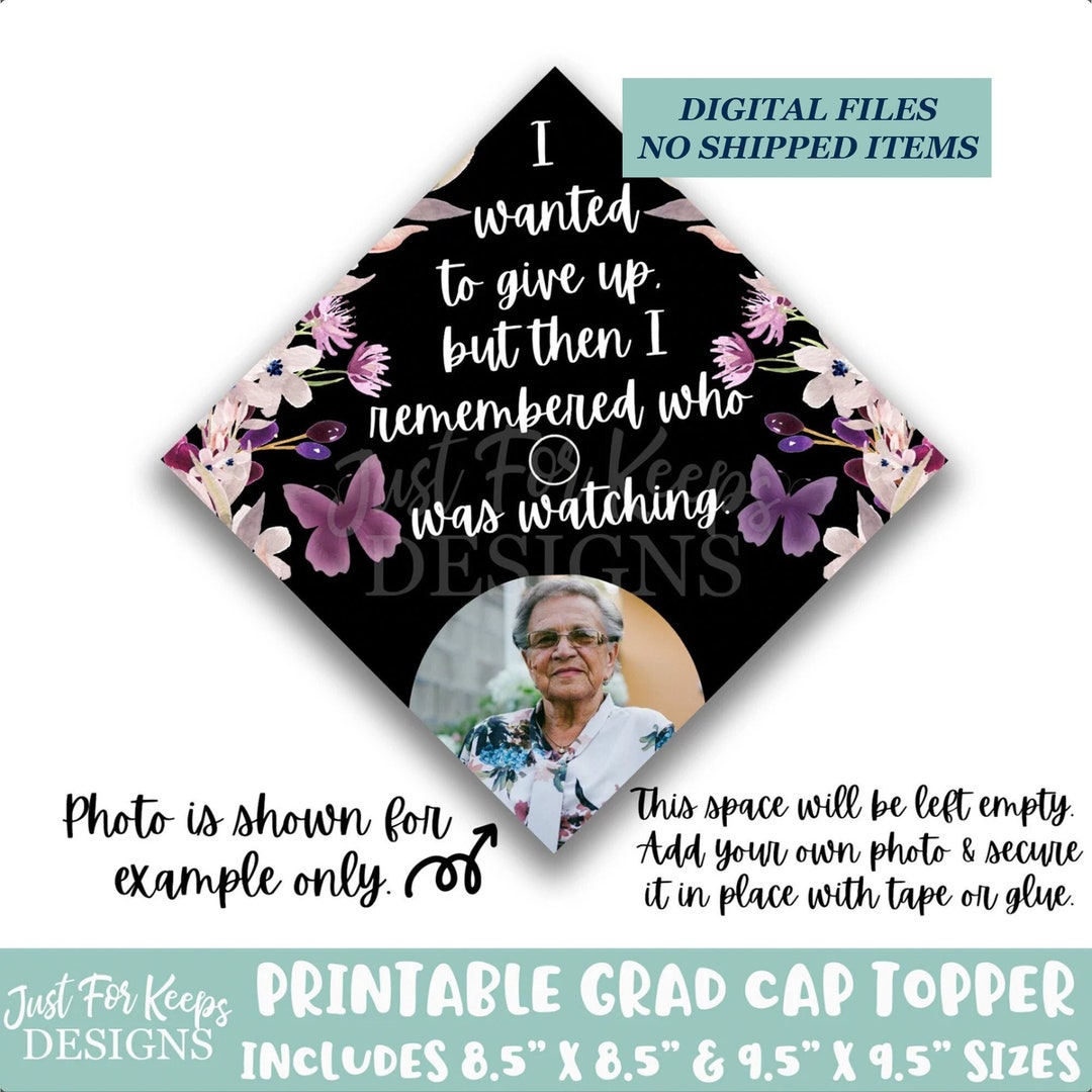 Purple Floral Graduation Cap Topper: Loving Memory Design (JPG, PDF) - Etsy