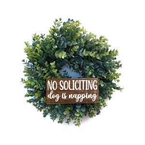 No Soliciting Sign, No Soliciting Dog Sign, Wreath Sign, No Soliciting ...