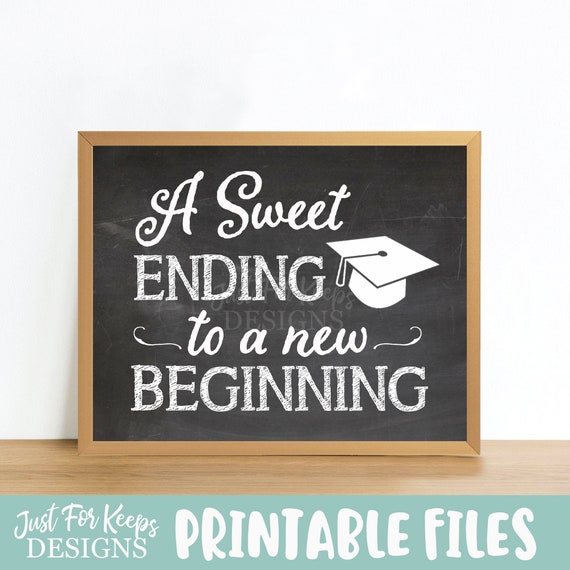 A Sweet Ending to A New Beginning Chalkboard Printable 5x7 - Etsy