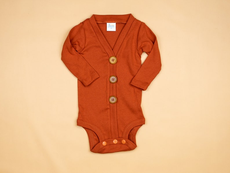 Burnt Orange Cardigan Bodysuit. Fall. Simple Minimalist. | Etsy