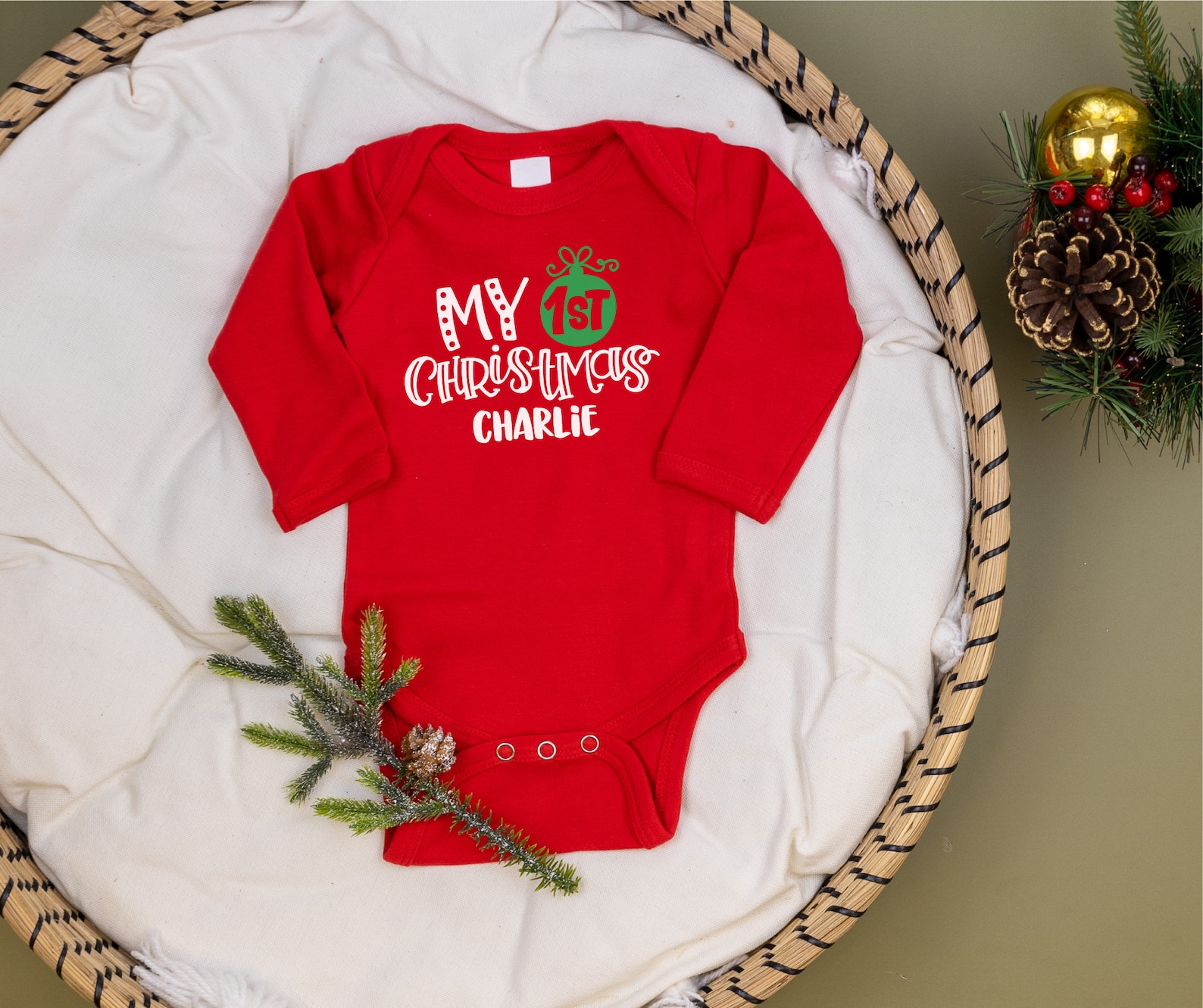 Baby Boy First Christmas Outfit, Personalized With Name. My 1st ...
