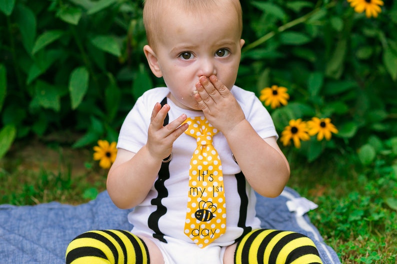 Bee 1st Birthday Outfit Boy. Bumblebee Cake Smash. Tie and - Etsy