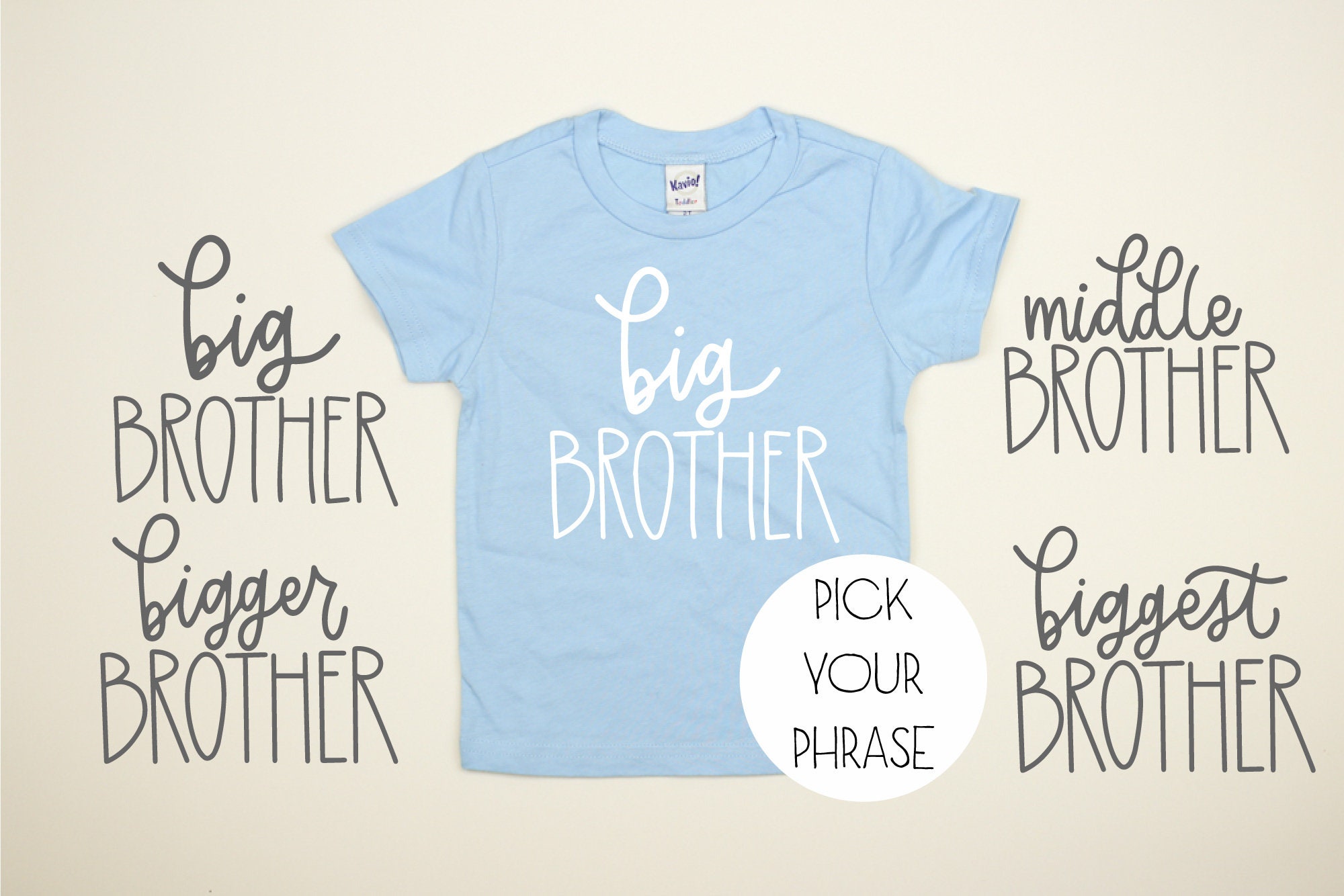 Big Brother shirt / Light BLUE SCRIPT WHITE / big brother | Etsy