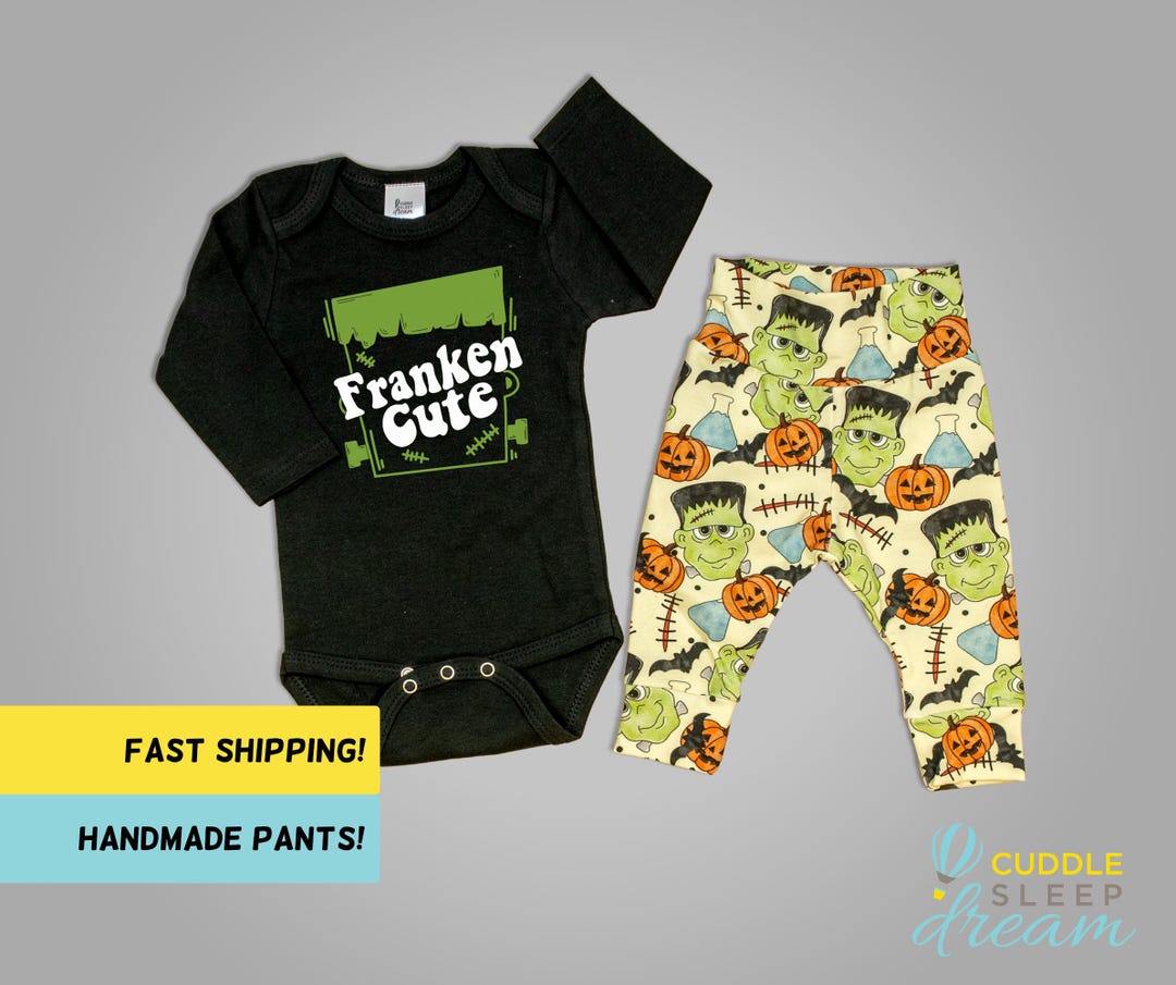 Franken-cute Baby Halloween Outfit, Funny, Monsters Outfit. Cute Baby Boy Halloween, Baby Girl ...
