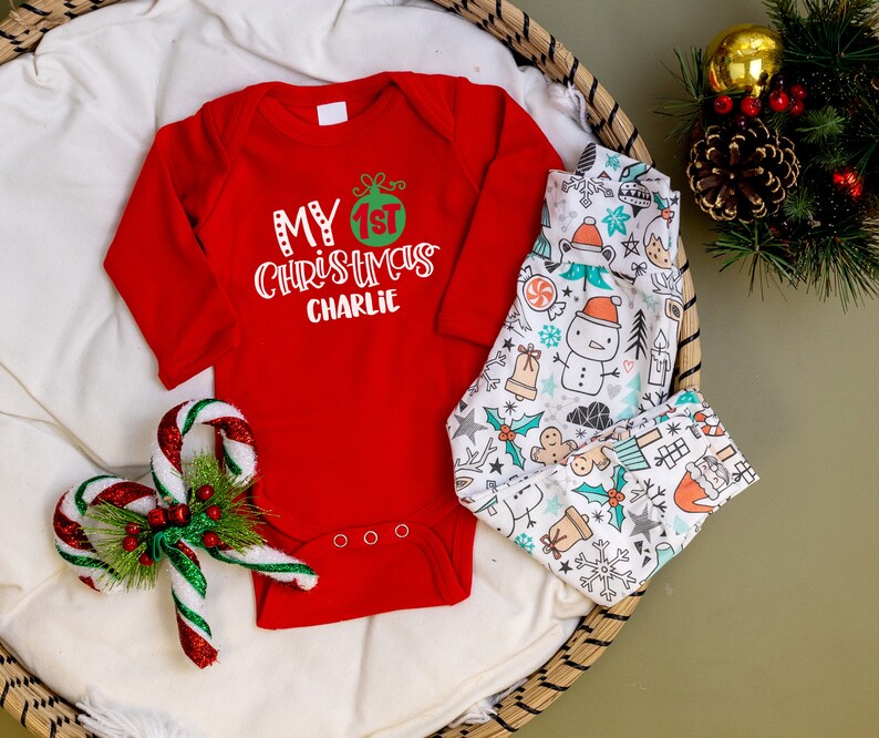 Baby Boy First Christmas Outfit, Personalized With Name. My 1st ...