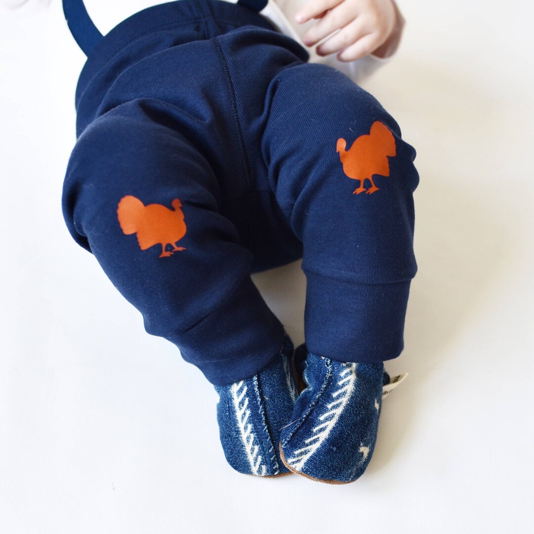 Thanksgiving Pants for Baby. Cotton Classic Pants With Turkey Knee ...