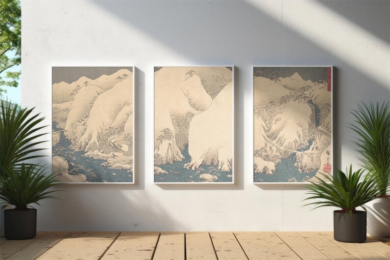 Wabi Sabi Mountain Landscape Triptych Print – Japanese Vintage Art ...