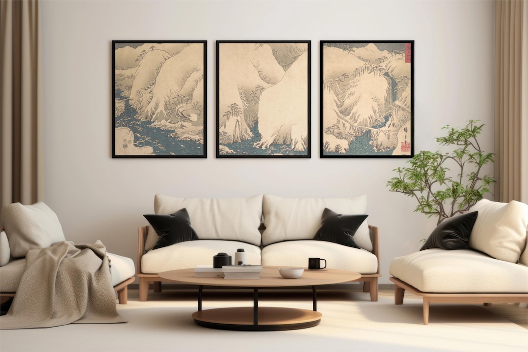 Wabi Sabi Mountain Landscape Triptych Print – Japanese Vintage Art ...