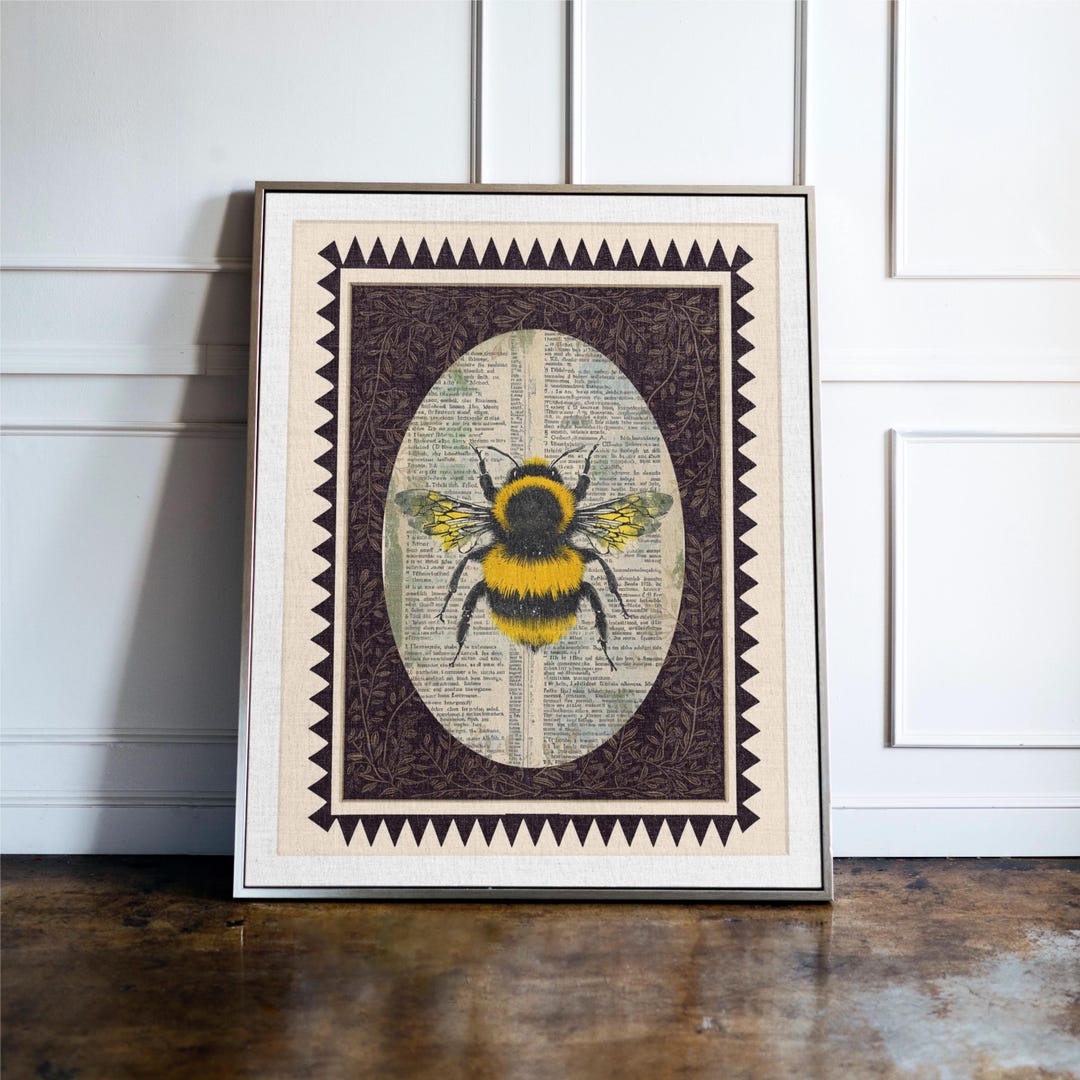 Bumble-bee Art Print, Vintage Illustration, Cottage Core Decor, Magic ...