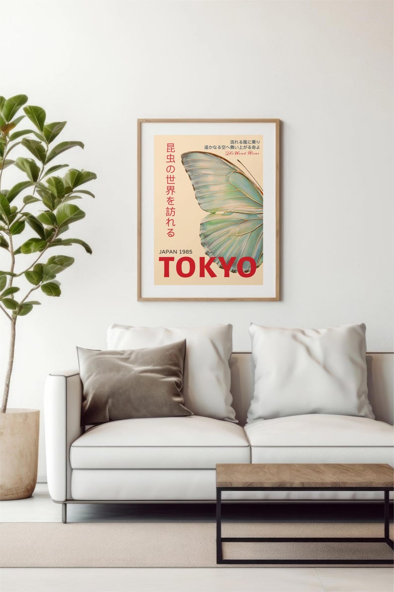 Japanese Poster Tokyo Print –butterfly Wall Art, Custom Size Poster ...