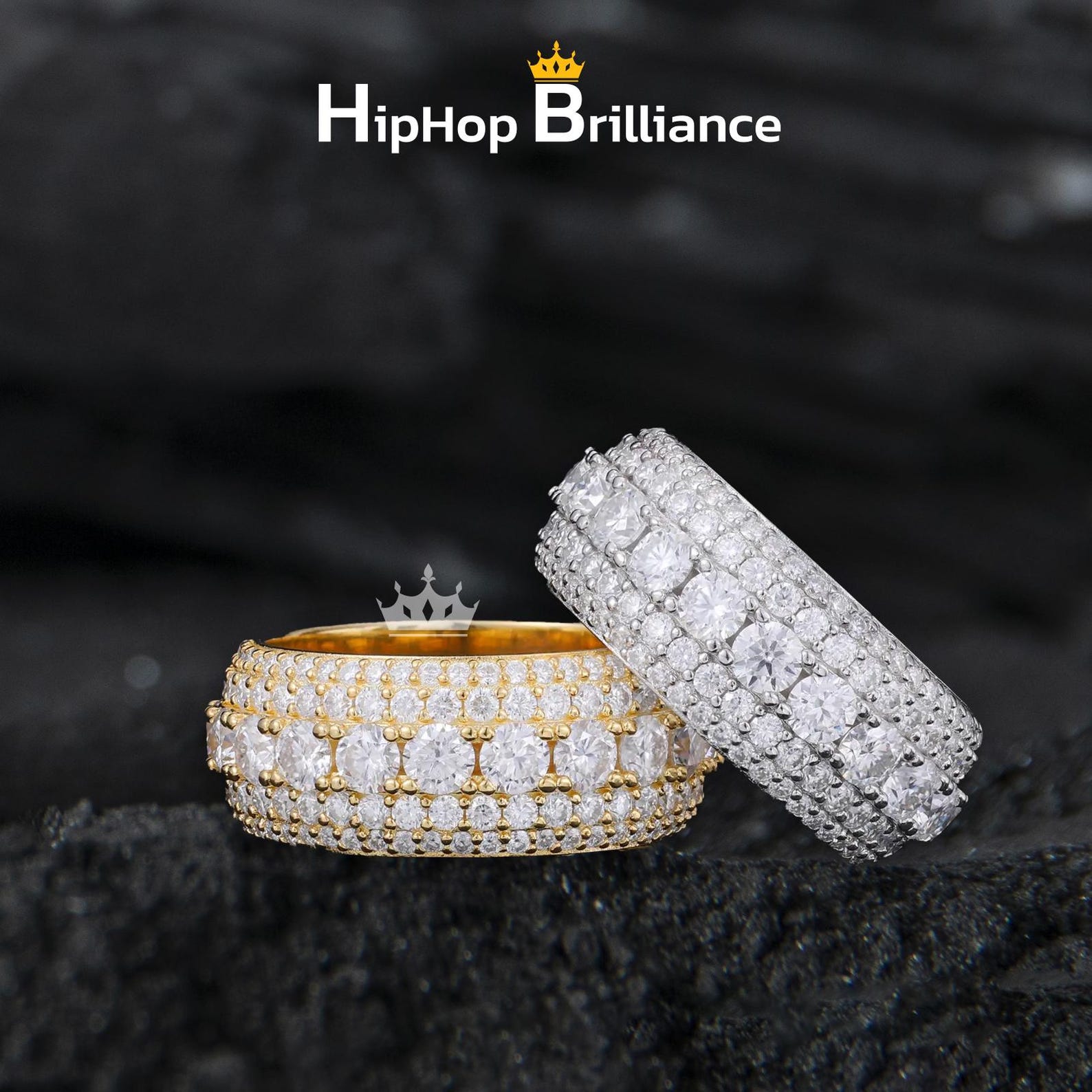 Lab Grown Diamond Iced Out Ring, Multi Layer VVS Moissanite Tennis Ring ...