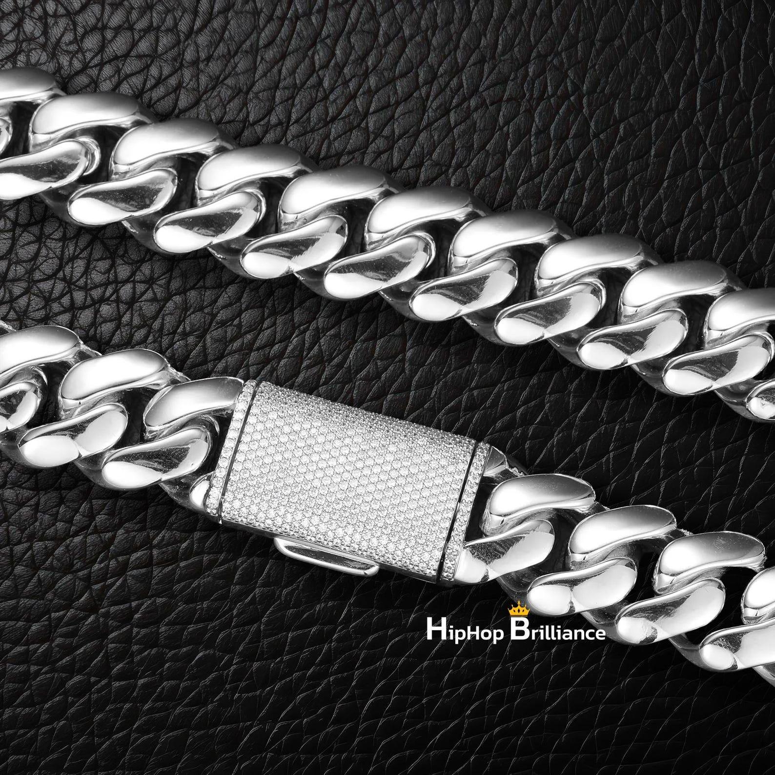 Solid Silver Cuban Link Chains and Bracelets With Box Clasp, 10-22mm ...