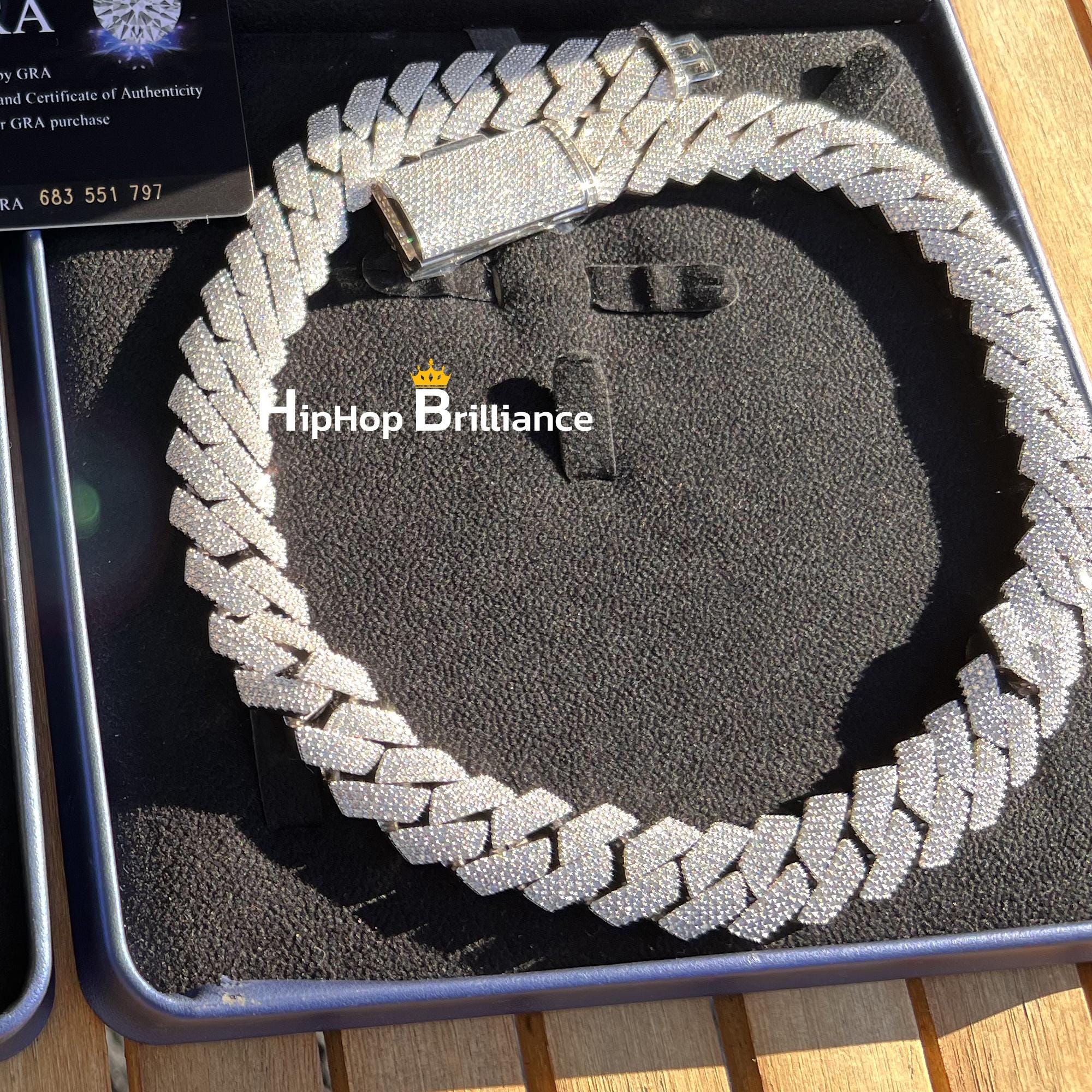 Iced Out Chain, VVS Moissanite Cuban Link Chains and Bracelets, 6-25mm ...