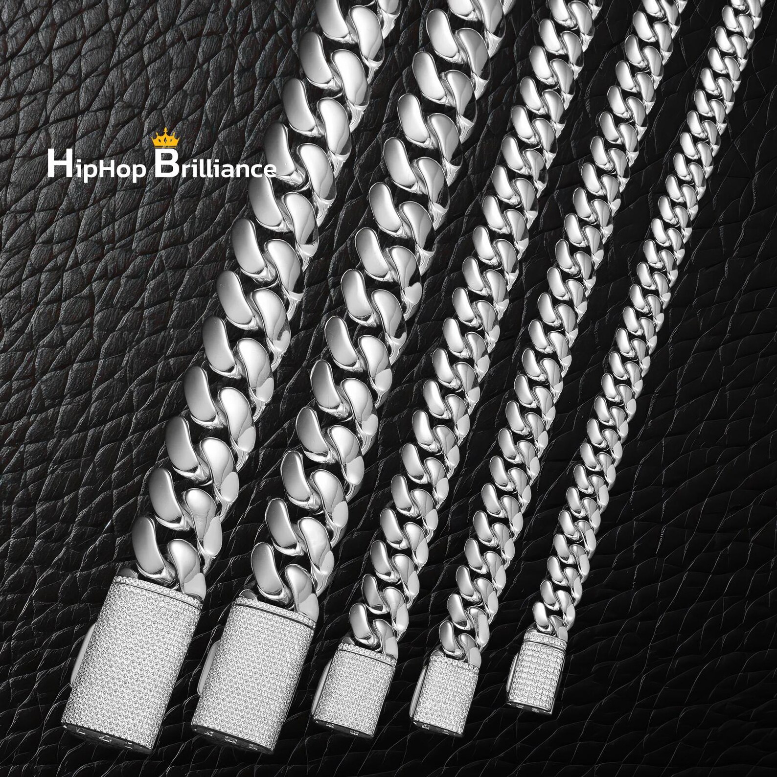 Solid Silver Cuban Link Chains and Bracelets With Box Clasp, 10-22mm ...