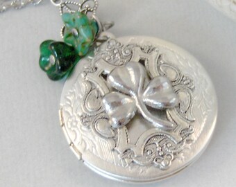 Irish Locket Shamrock Locket Lucky Locket Emerald Locket | Etsy
