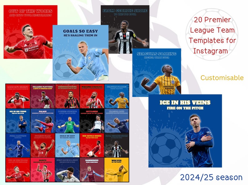 20 Premier League Team Templates for Instagram | Editable Digital ...