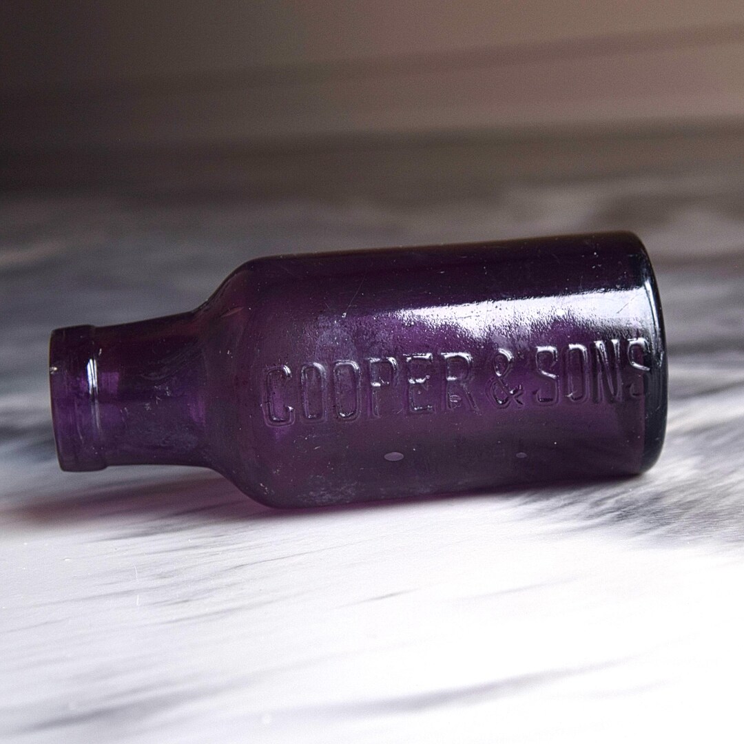 Cooper and Sons Glass Pickling Bottle. Antique. Embossed. Amethyst. - Etsy