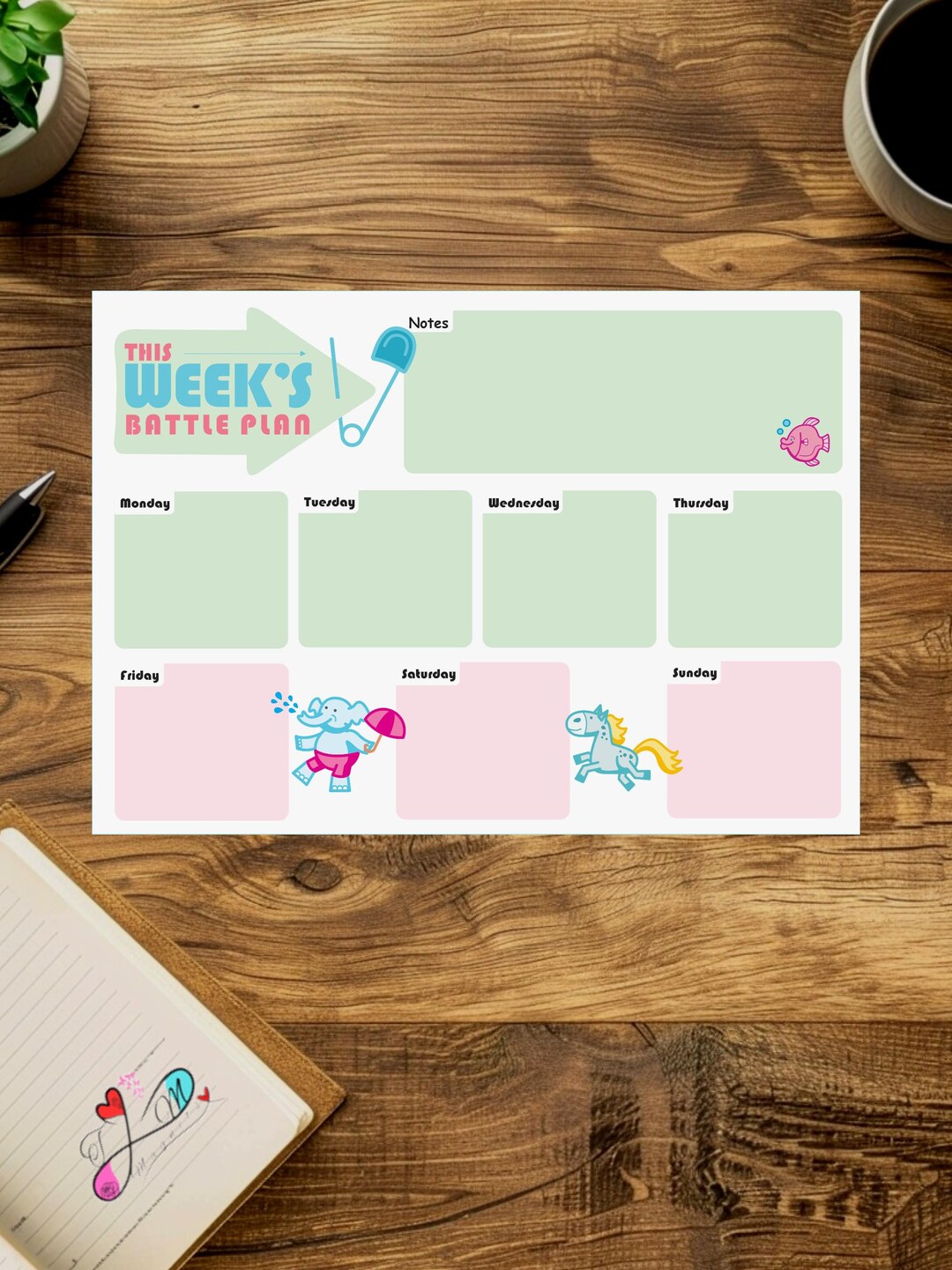 Weekly Planner Printable • Fun Battle Plan Template • Digital Download ...
