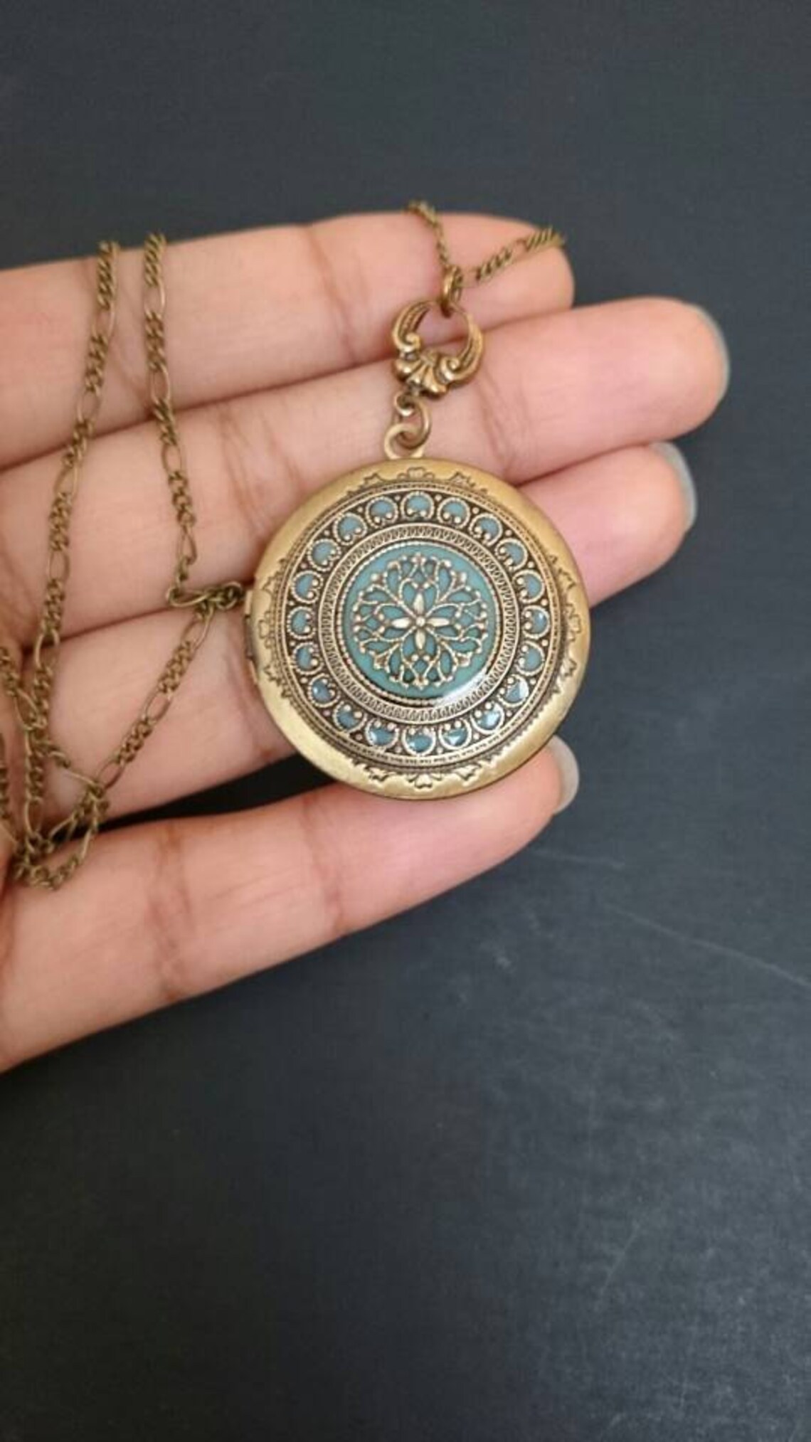 Vintage Style Locket Necklace Filigree Antique Brass Locket - Etsy