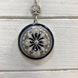Vintage Style Locket Necklace- Antique Silver Tone/mandala/anniversary ...