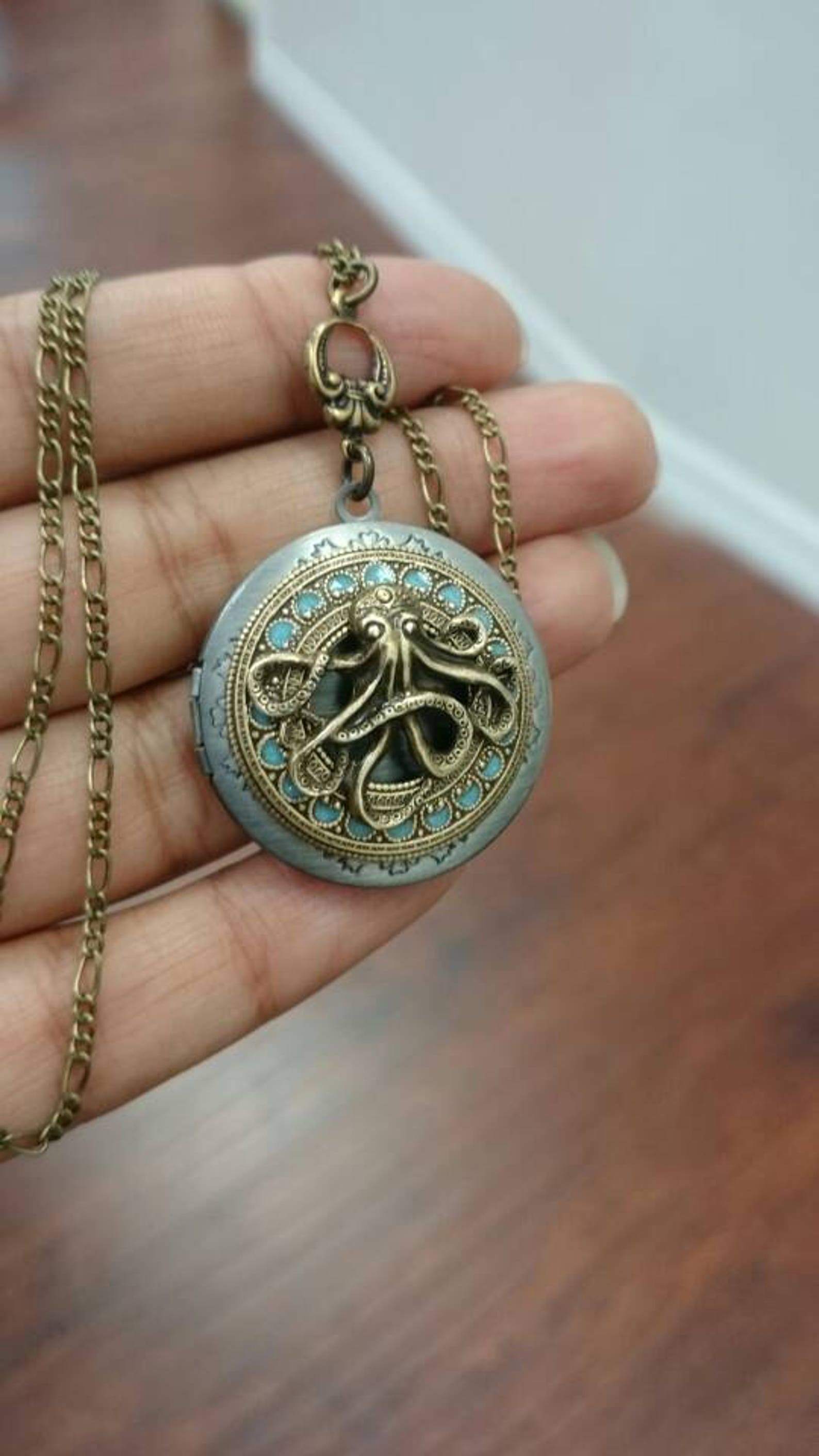 Octopus Locket Necklace Anniversary Bride Bridesmaid Gift | Etsy