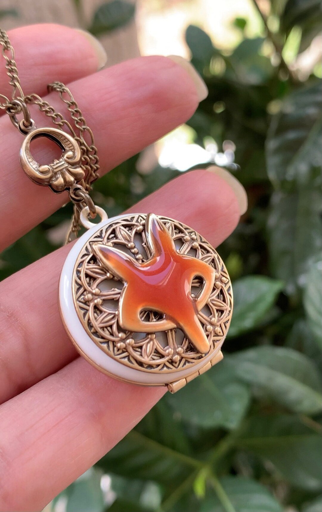Fox Locket: Victorian Style Filigree Brass Pendant Unisex Jewelry ...