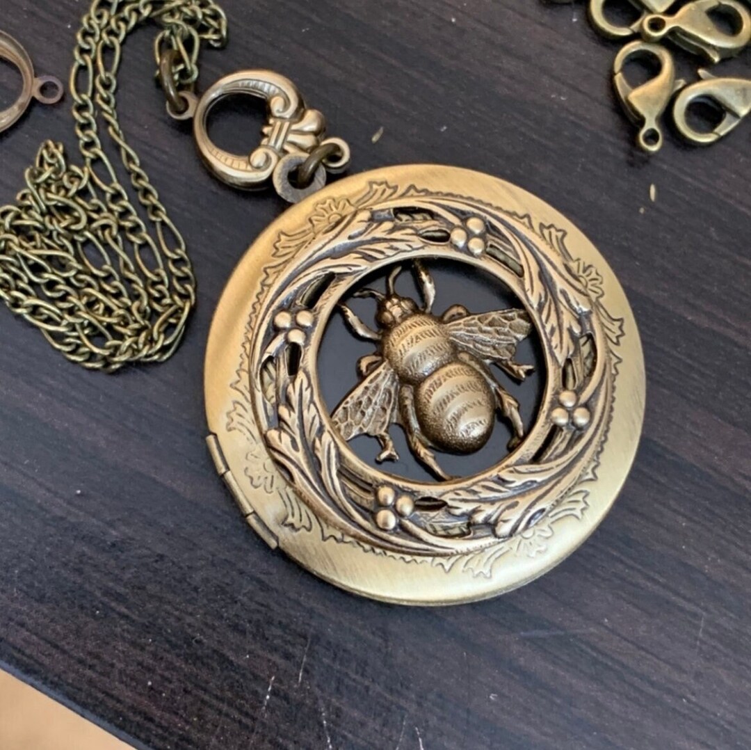 Bee Locket Necklace - Antique Style Brass Locket/anniversary/bridesmaid ...
