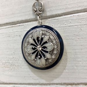 Vintage Style Locket Necklace- Antique Silver Tone/mandala/anniversary ...