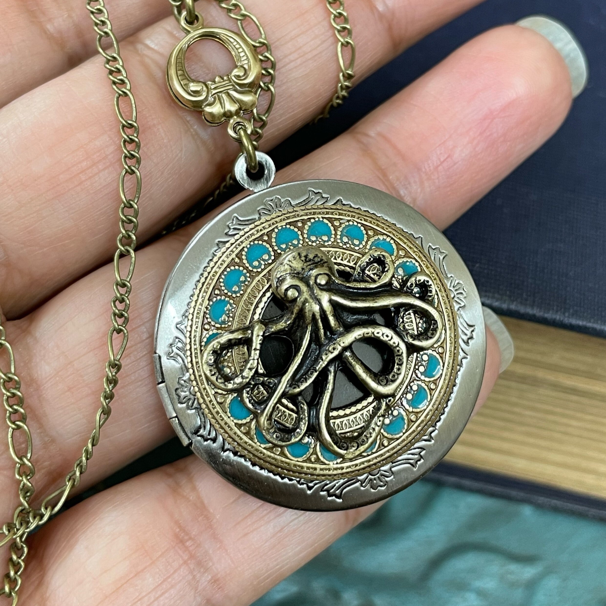 Octopus Locket Necklace- Anniversary Bride Bridesmaid Gift Wedding ...