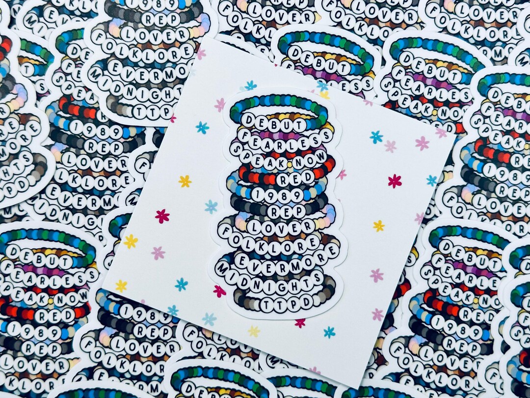 Colorful Album Stack Friendship Bracelet Sticker, Pop Culture Queen ...