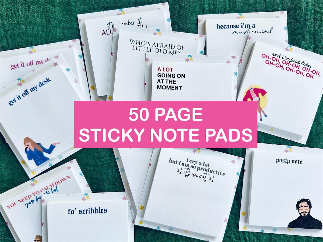 Pop Culture-inspired Sticky Notes 50 Page Sticky Note Pad, Office Humor ...