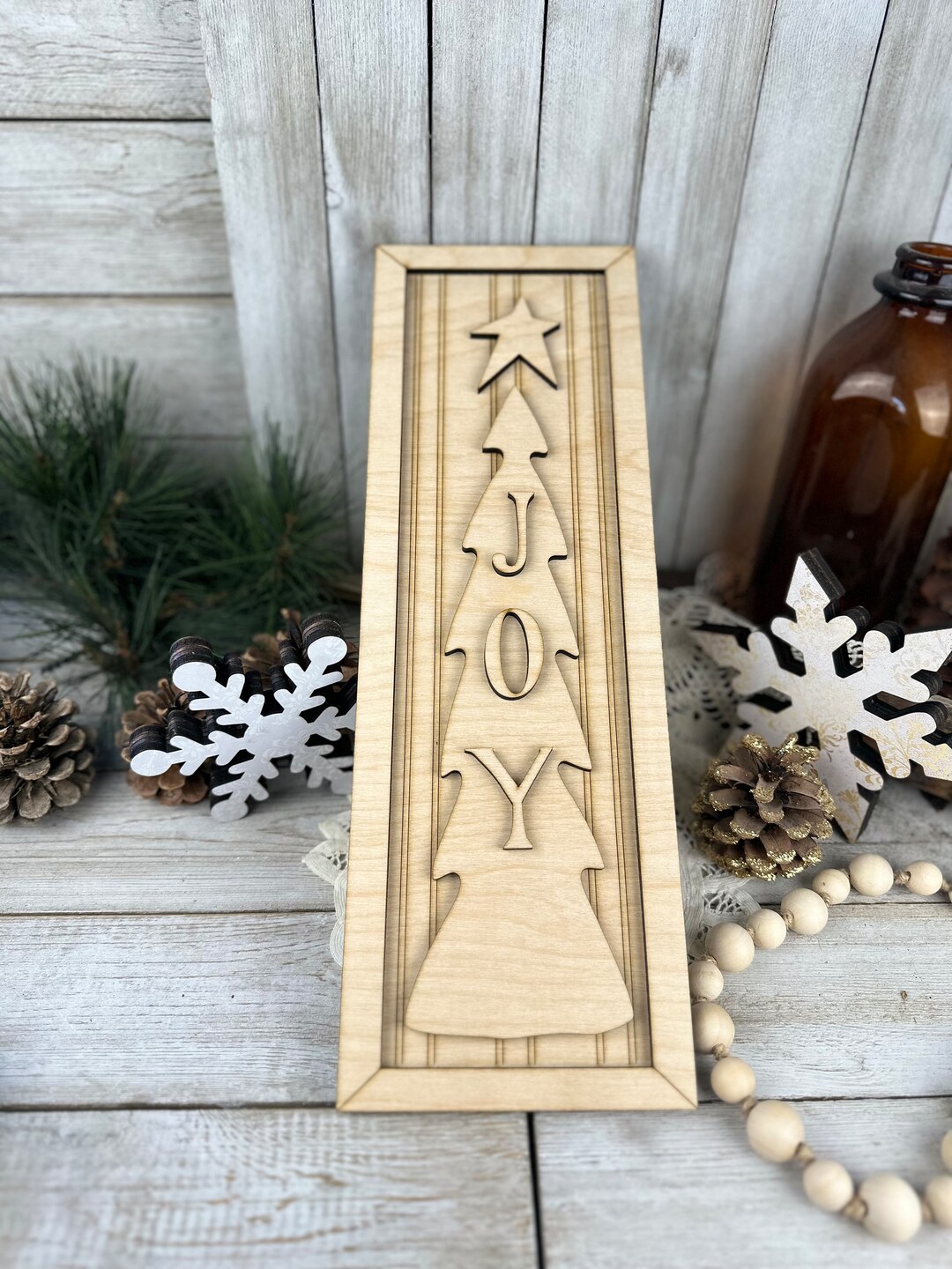 JOY and Tree Skinny Shelf Leaner DIY Kit Unique Christmas Wall Leaner ...