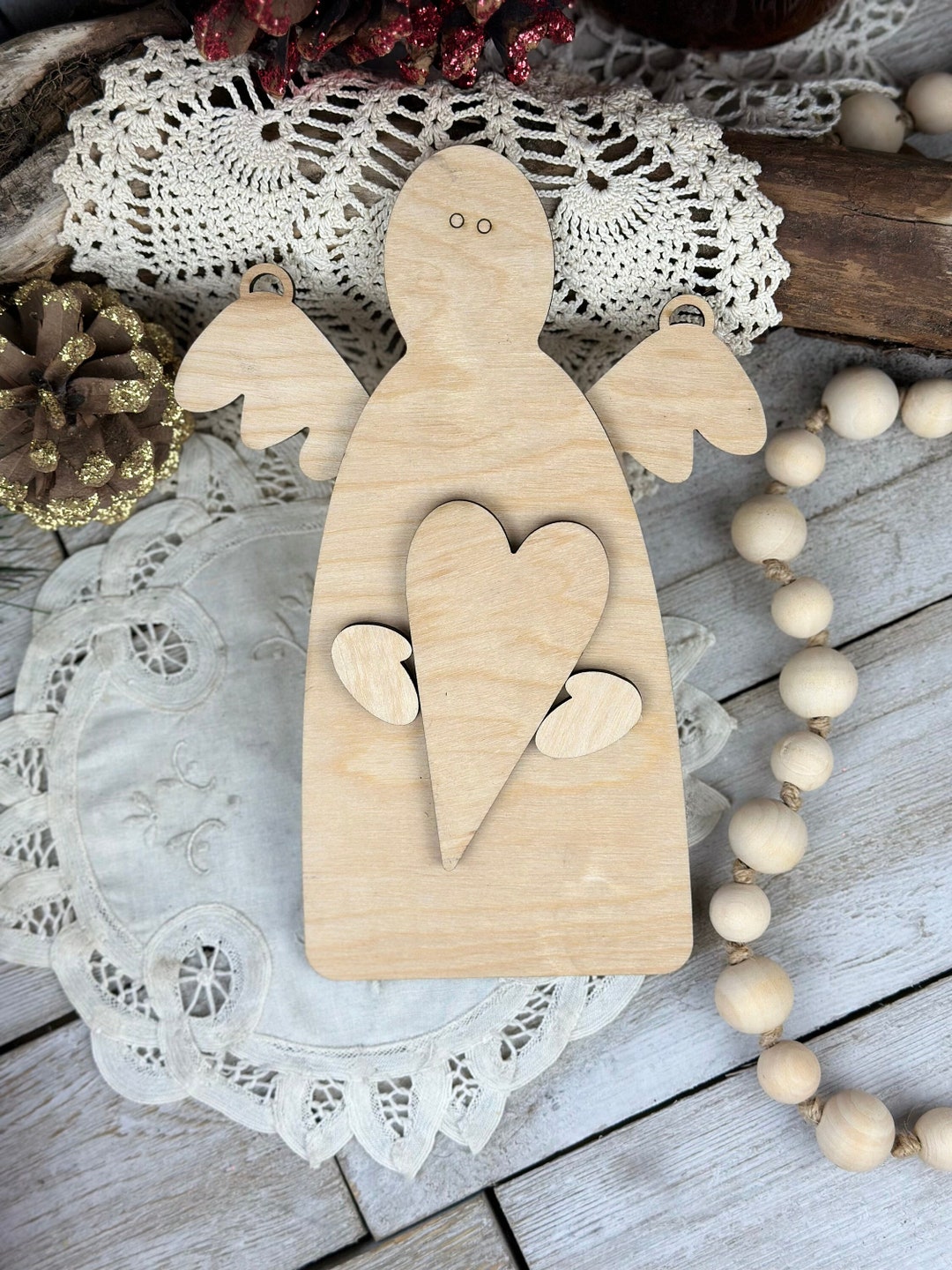 Whimsical Wood Angel Wall Hanging DIY Kit Valentines Day DIY Kit ...