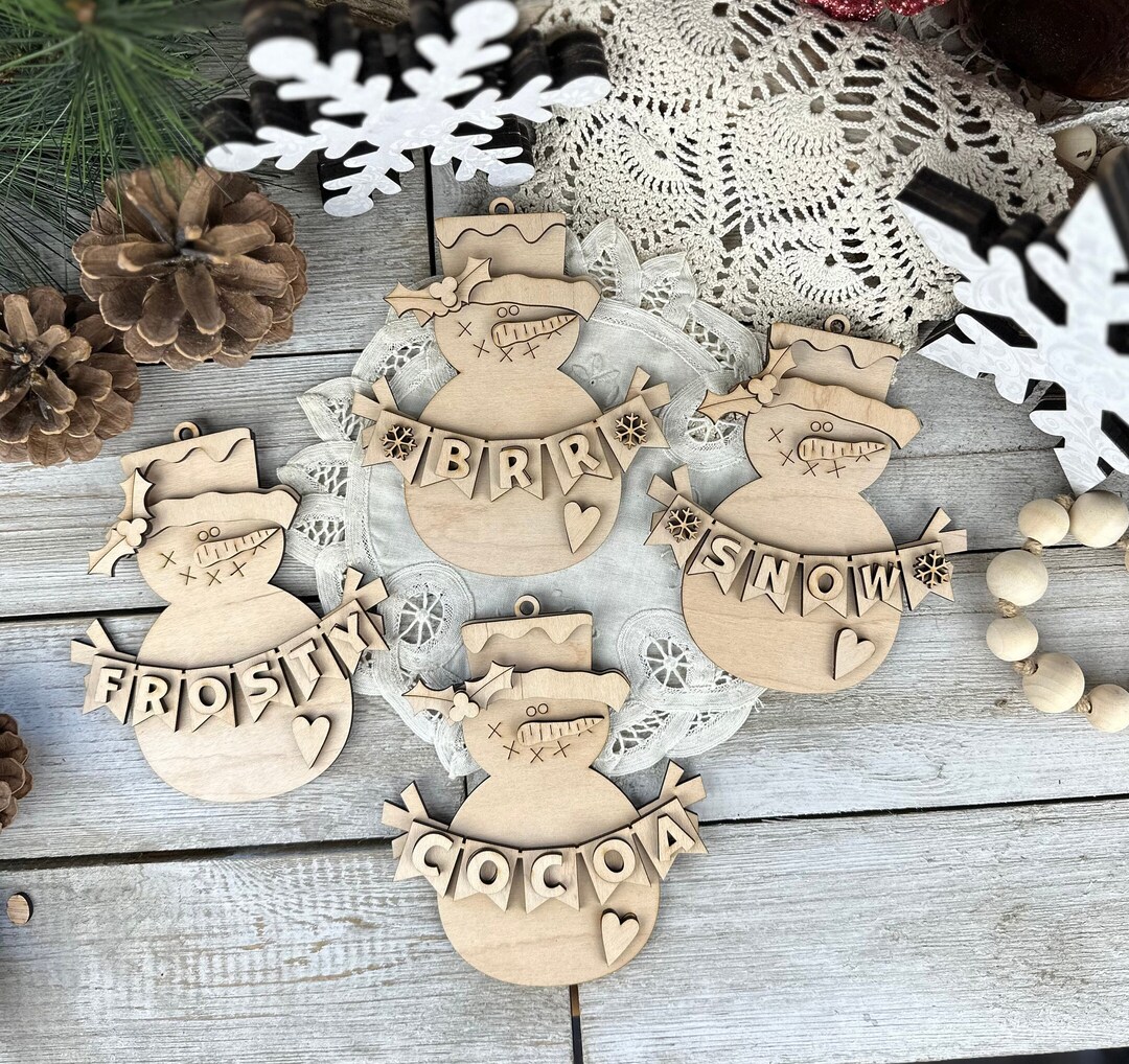 Snowman Banner Christmas Ornament DIY Kit | Whimsical Wood Snowman Kit ...