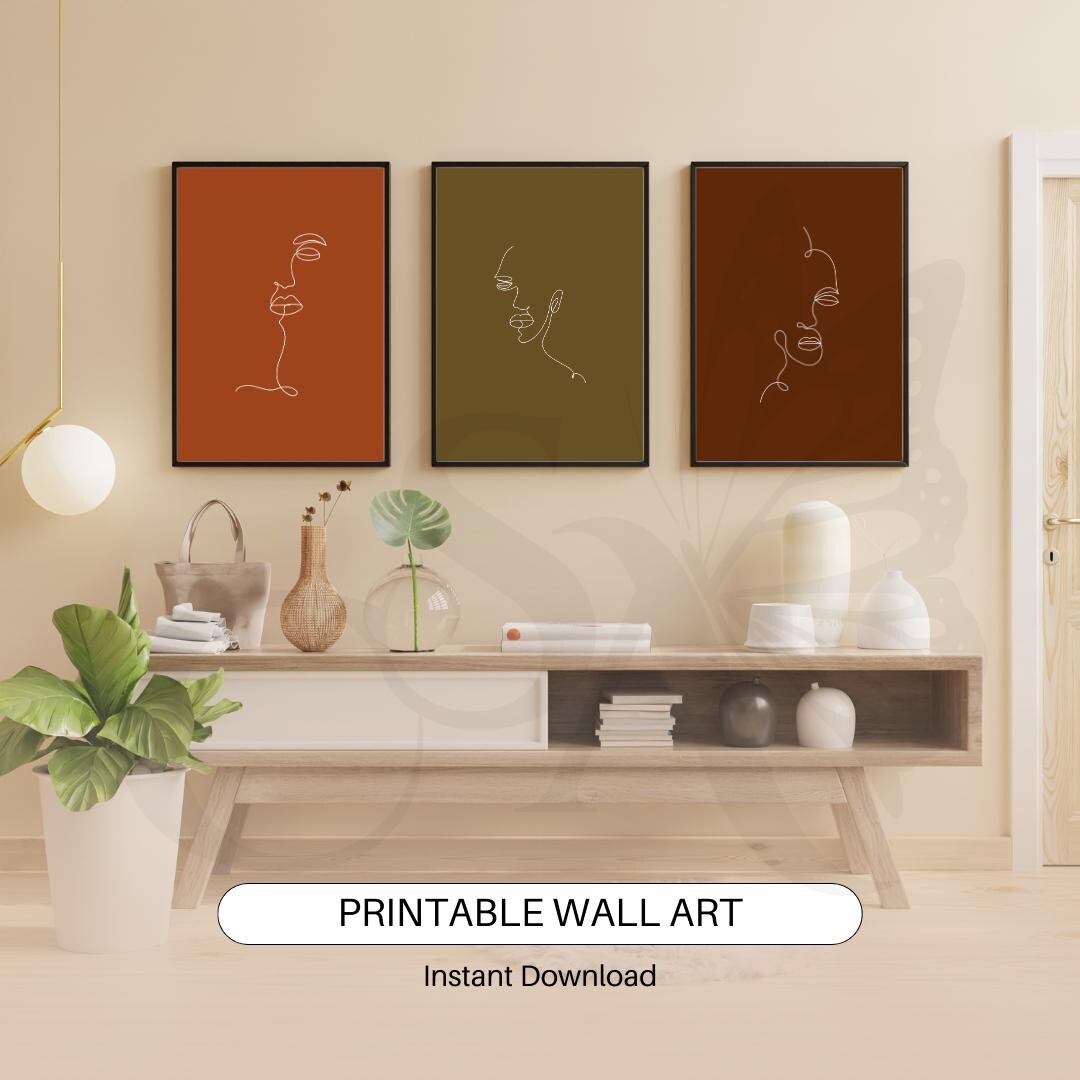 Minimalist One Line Art Prints – Modern Abstract Face Line Drawings ...