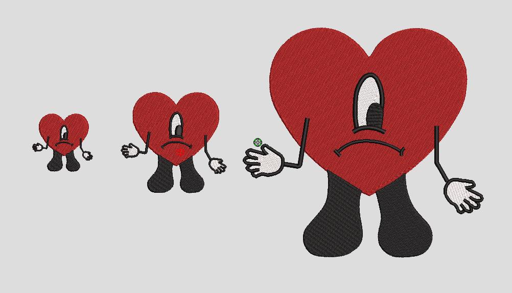 Bad Bunny Embroidery Digital Download - Heart - DTMF Debi Tirar Mas ...