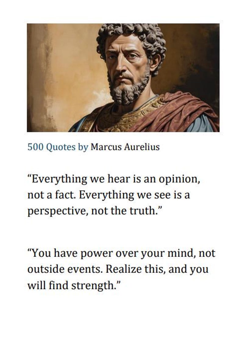 500 Strong Quotes by Marcus Aurelius: Stoic Wisdom Book - Etsy