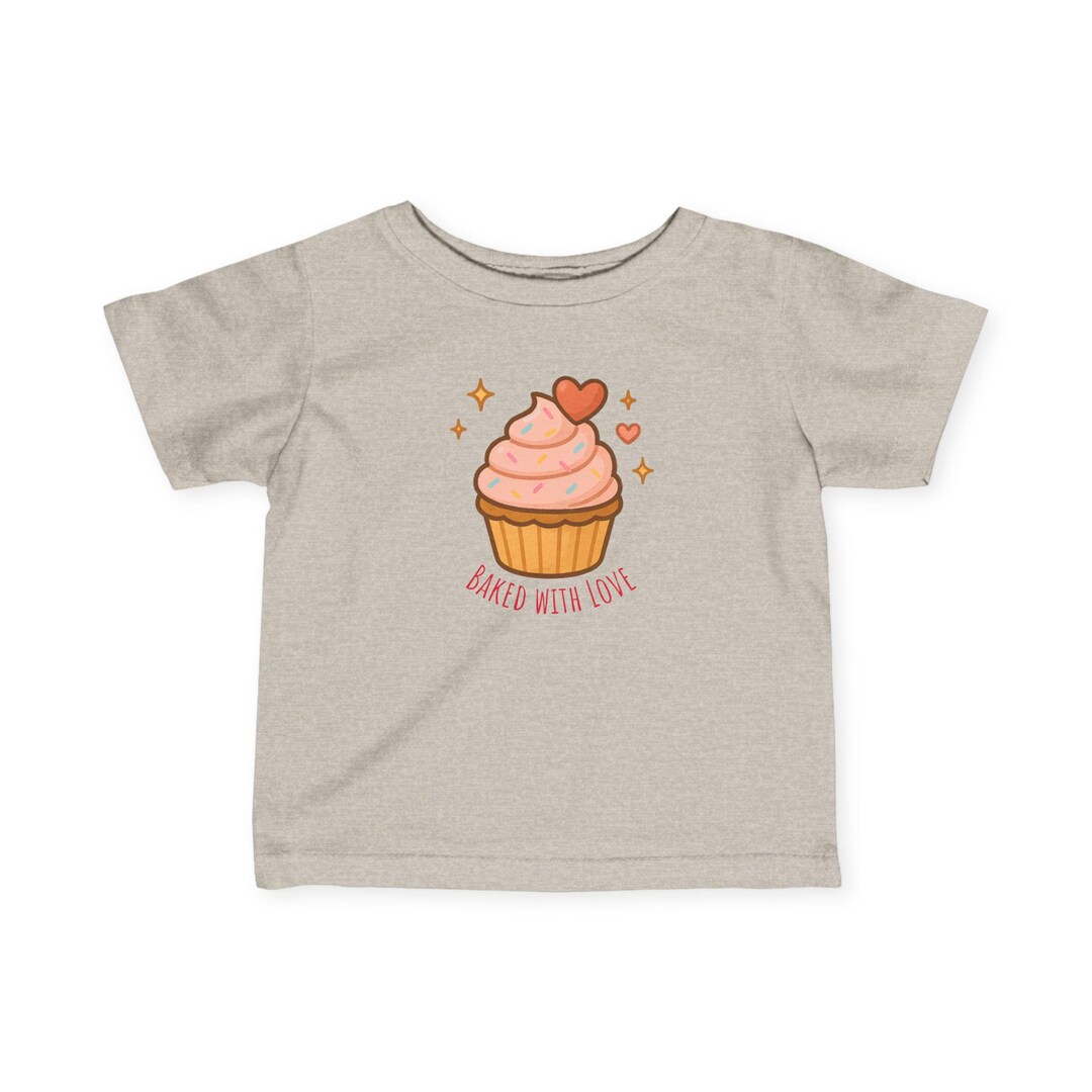 Infant Tee, Cupcake Heart Sparkle Design, Baked With Love, Baby T-shirt ...
