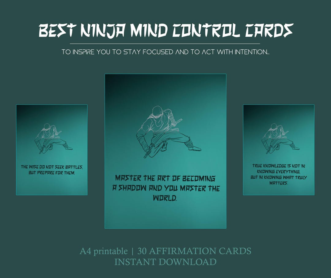 Best Ninja Mind Control Cards, Printable Affirmation Cards Deck ...
