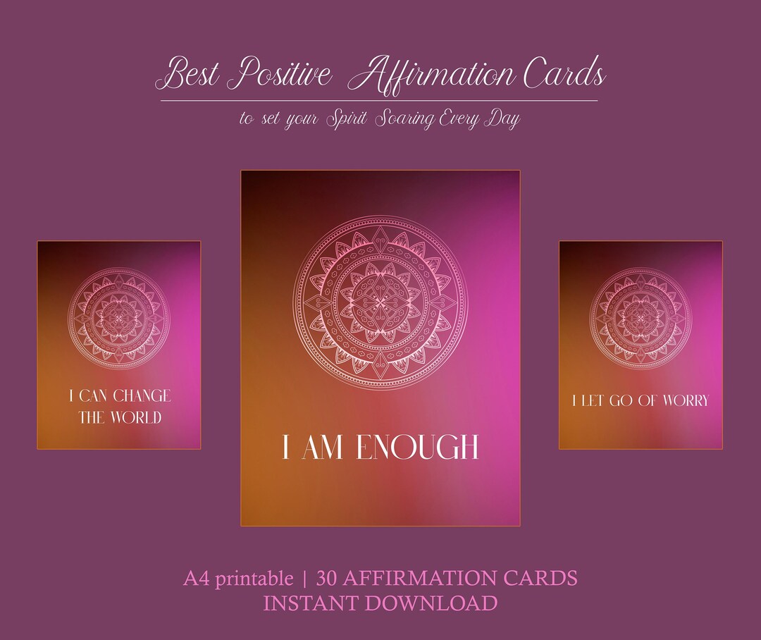Best Positive Affirmation Cards PINK, Printable Affirmation Cards Deck ...