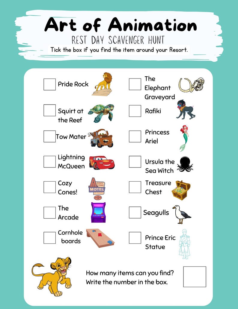 Disney's Art of Animation Resort Scavenger Hunt - Etsy