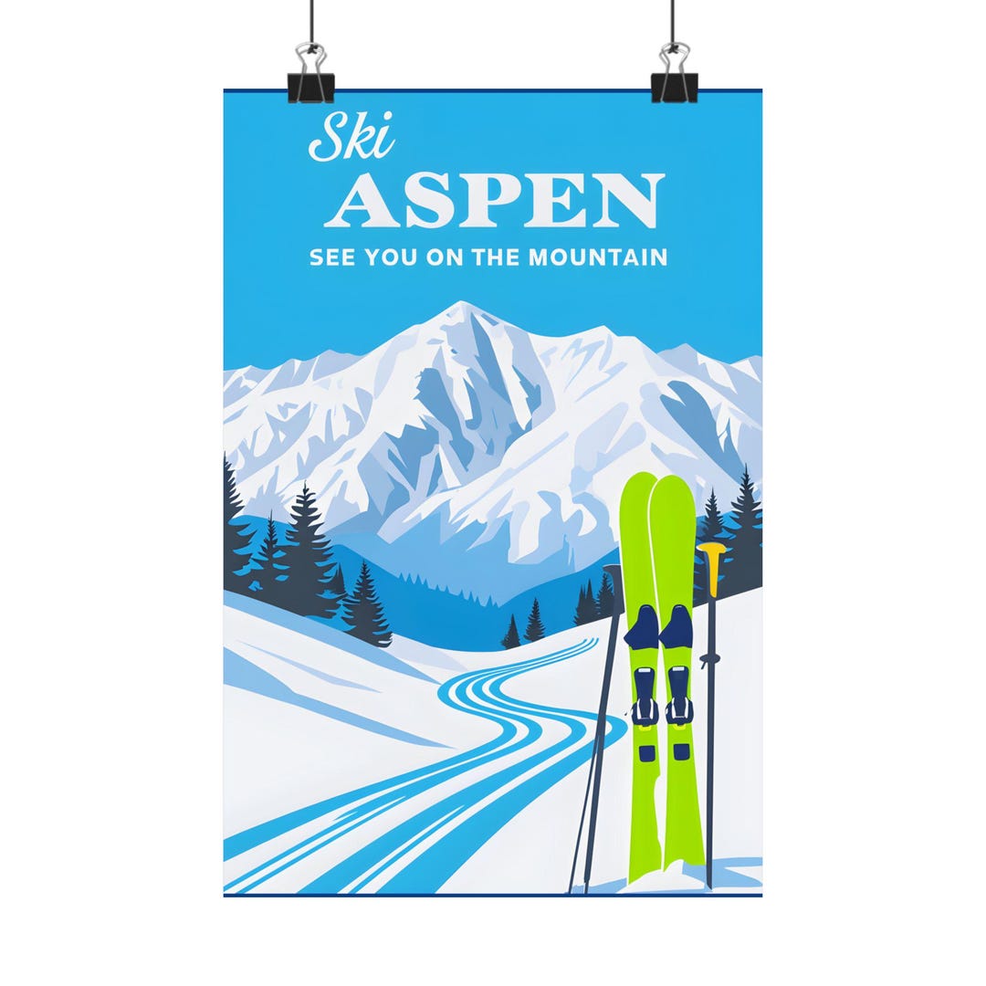 Retro Mountain Ski Aspen Poster - Etsy