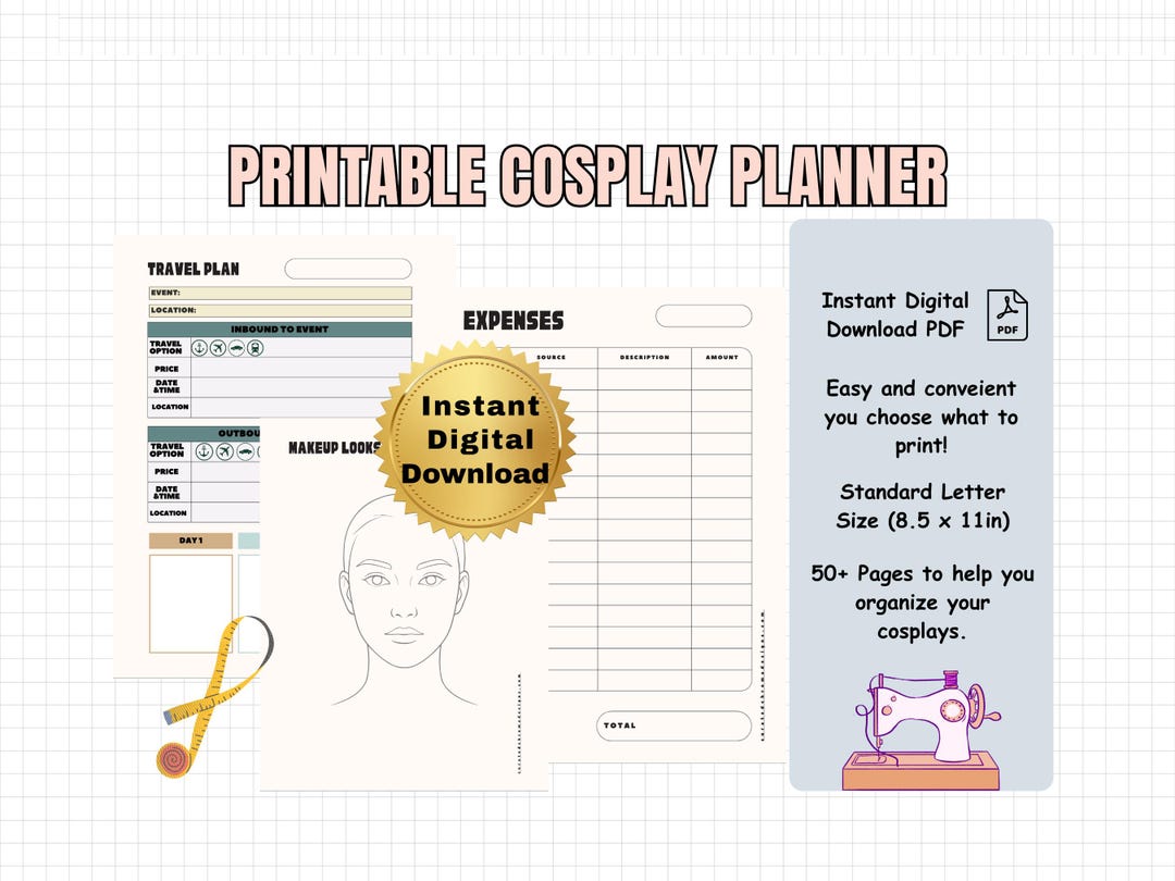 Printable Cosplay Planner: Costume & Comic Convention Organizer ...