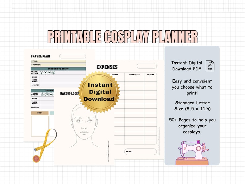 Printable Cosplay Planner: Costume & Comic Convention Organizer ...