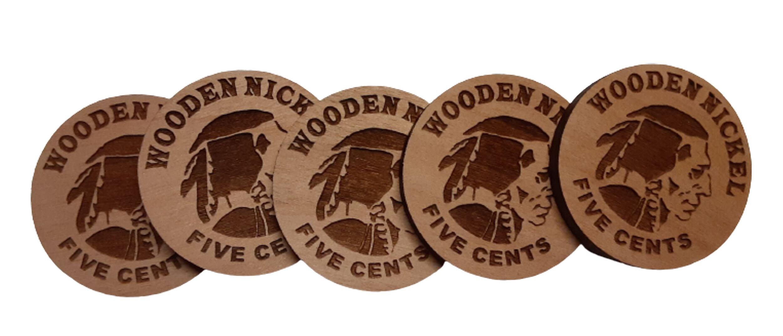 Wooden Nickel Qty 5 Laser Cut Wood Token Coin Don't Take Any Wooden ...