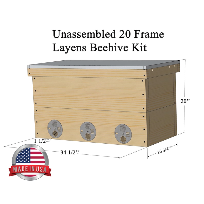 Layens Beehive Kit: 20-frame Horizontal Hive, Unassembled, Homestead ...