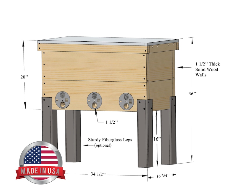 Layens Beehive Kit, Unassembled 20-frame Horizontal Hive, Homestead ...