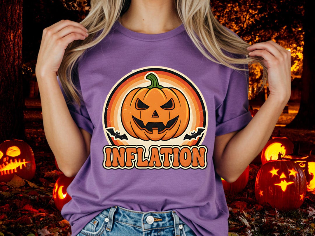 Inflation Funny Pumpkin Halloween Humor Design Retro Vintage Fall ...
