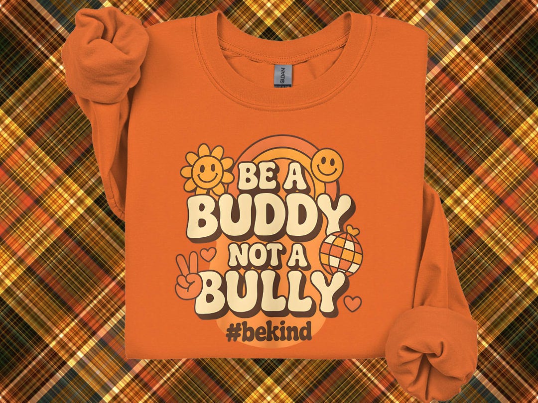 Be a Buddy Not a Bully Kindness Awareness Retro Smile Flower Rainbow ...